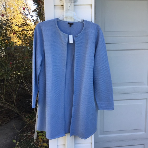 Talbots | Sweaters | Nwt Talbots Gorgeous Light Blue Woven Open Front ...